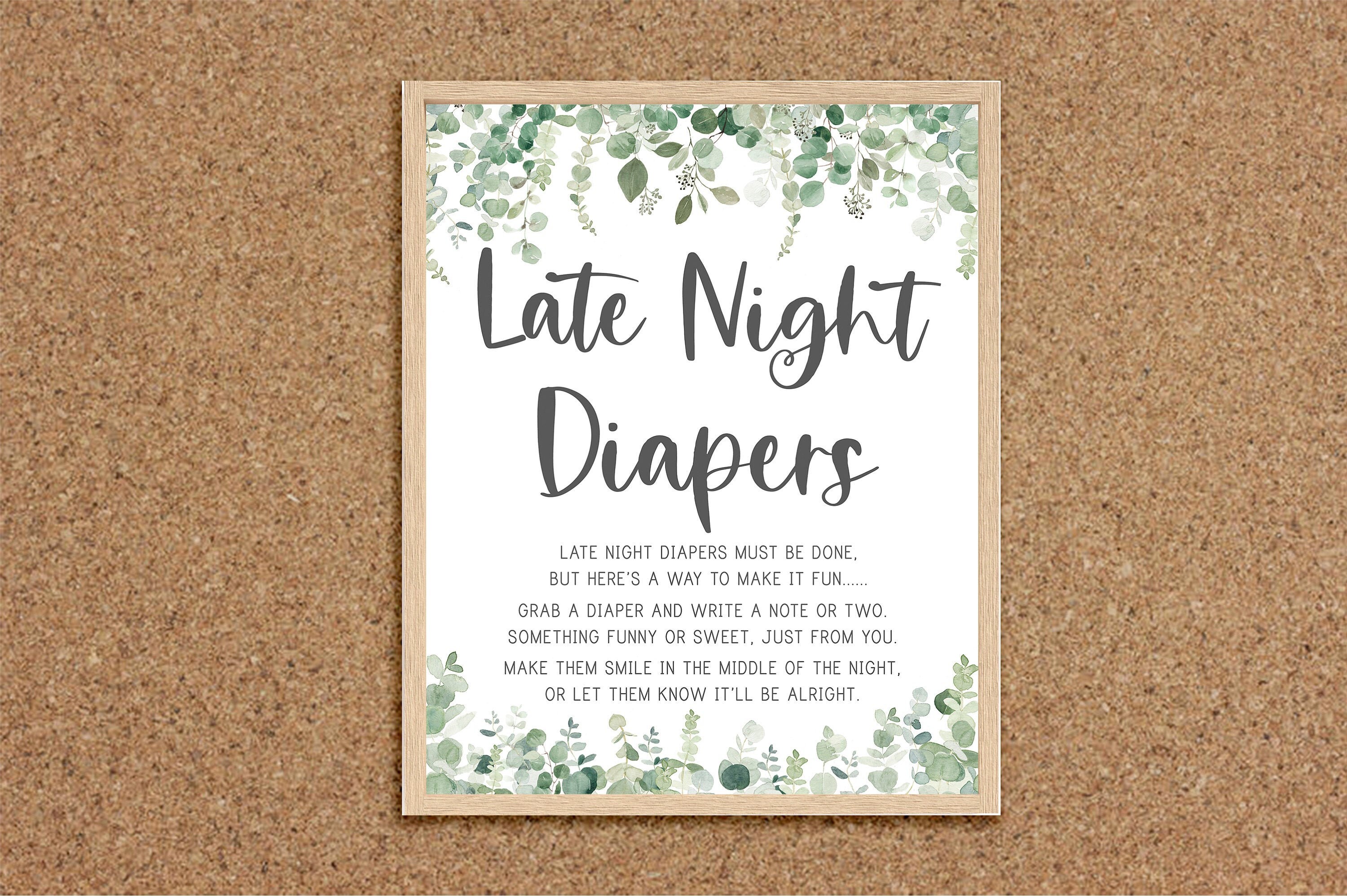 Late Night Diapers Late Night Diaper Sign Diaper Messages Etsy