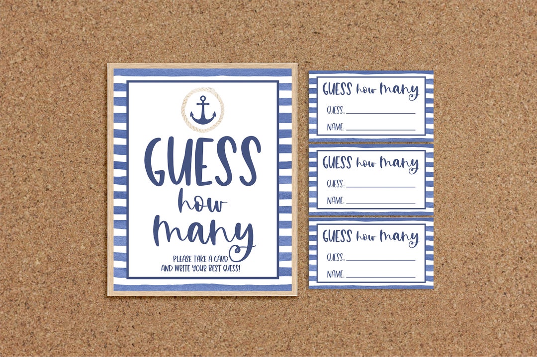 Nautical Theme Baby Shower Games Guess How Many Guess How Many Kisses ...
