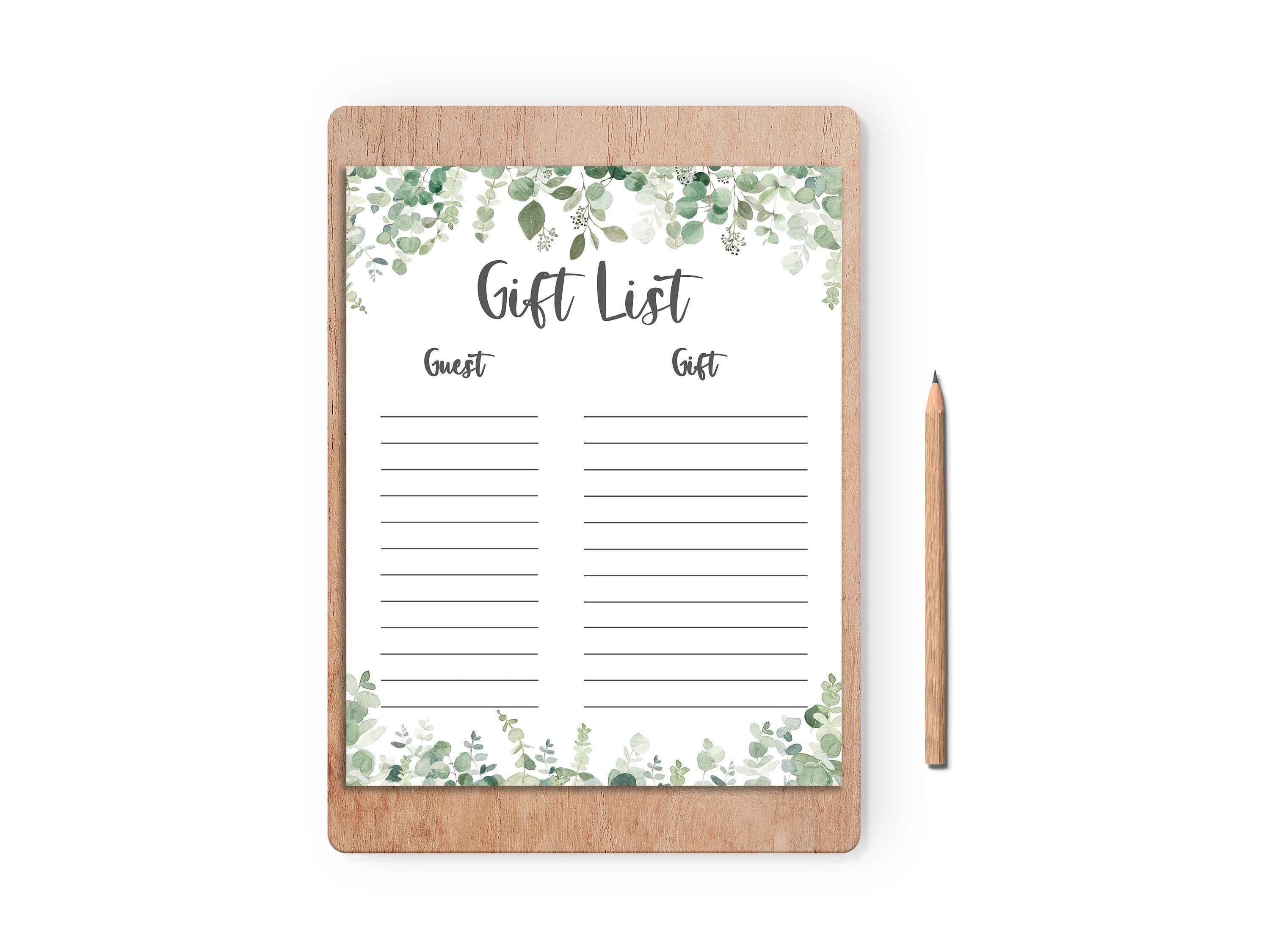 Printable Baby Shower Gift Log