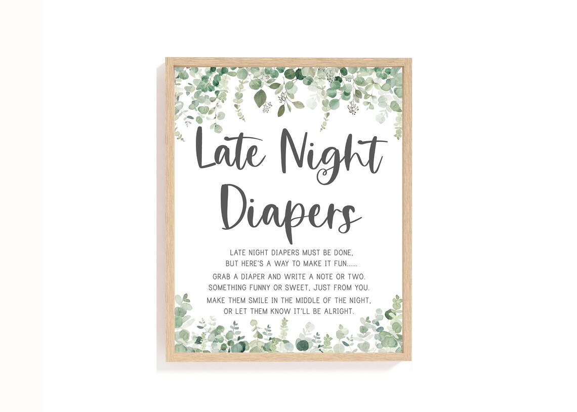 Late Night Diapers Late Night Diaper Sign Diaper Messages - Etsy