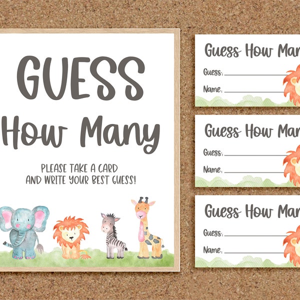 Guess How Many Kisses Safari Baby Shower - Etsy