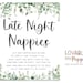 Neutral Baby Shower Games Late Night Nappies Late Night Nappy Sign ...