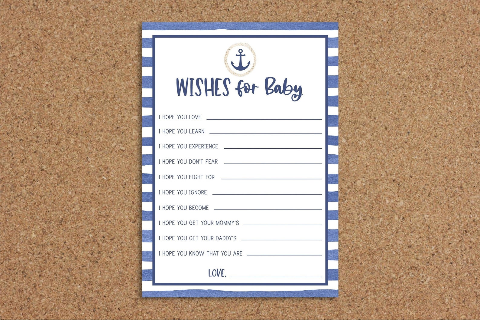Nautical Theme Baby Shower Games Wishes for Baby Well Wishes for Baby ...