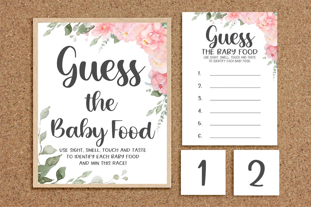 Baby Food Game Guess the Baby Food Floral Baby Shower Games Pink Name ...