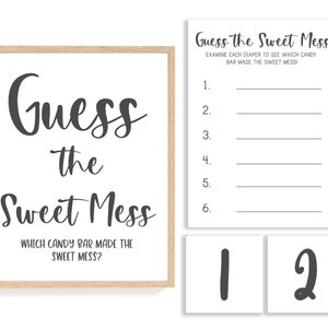 Guess the Sweet Mess Dirty Diaper Game Diaper Candy Bar Game Diaper ...