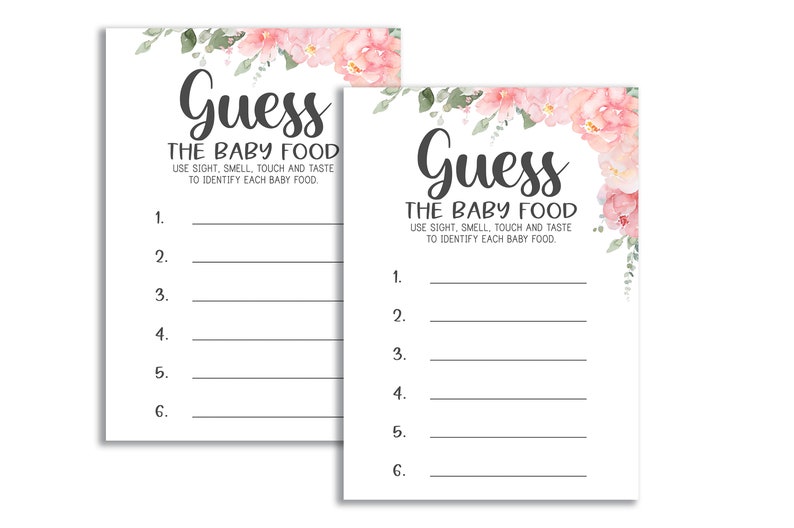 Baby Food Game Guess the Baby Food Floral Baby Shower Games Pink Name ...