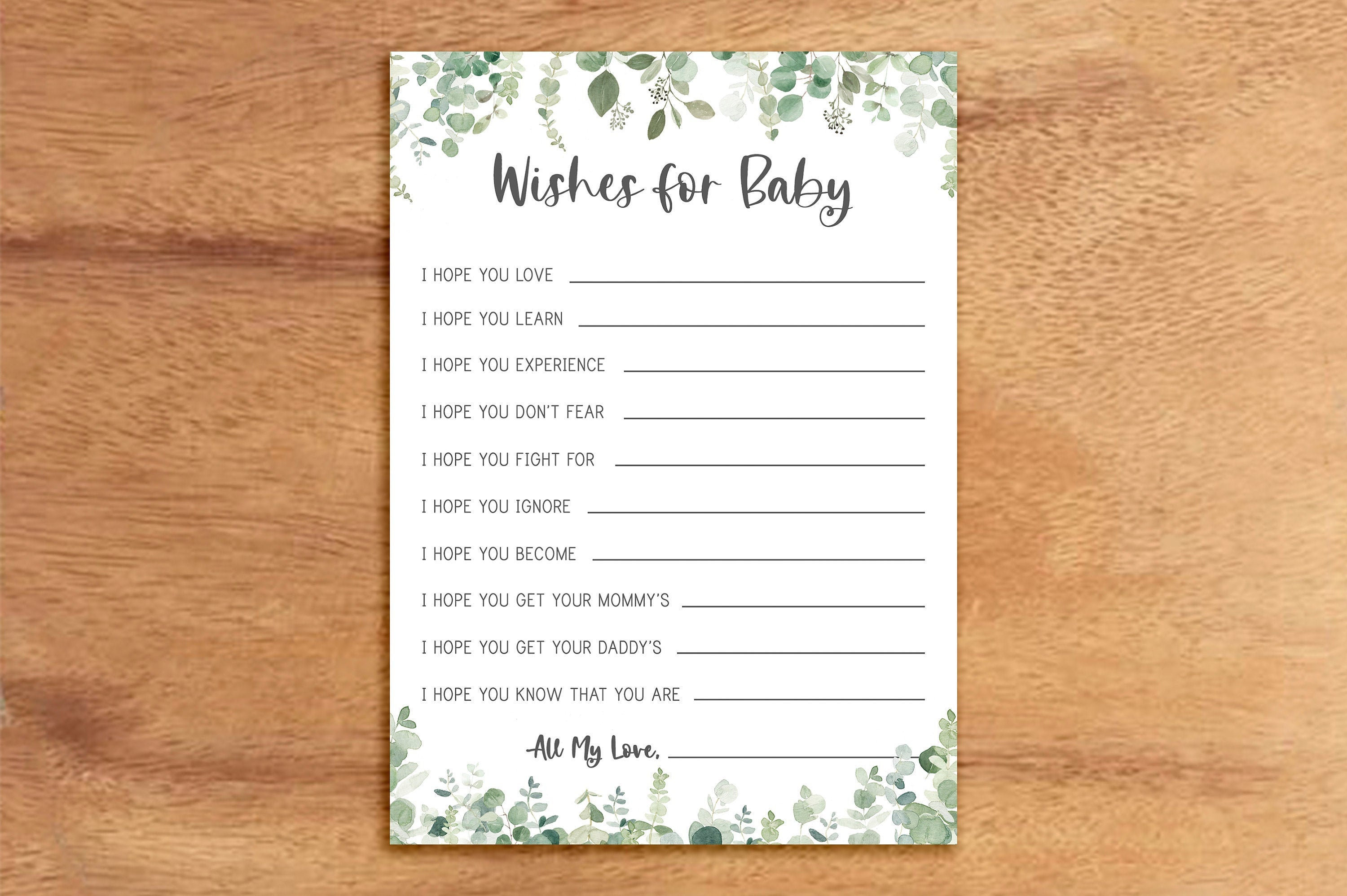 Wishes for Baby Dear Baby Cards Baby Wish Cards Baby Advice | Etsy