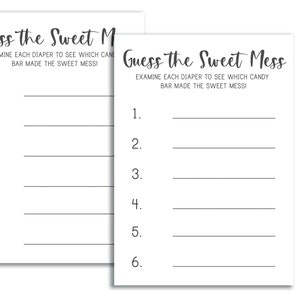 Guess the Sweet Mess Dirty Diaper Game Diaper Candy Bar Game Diaper ...