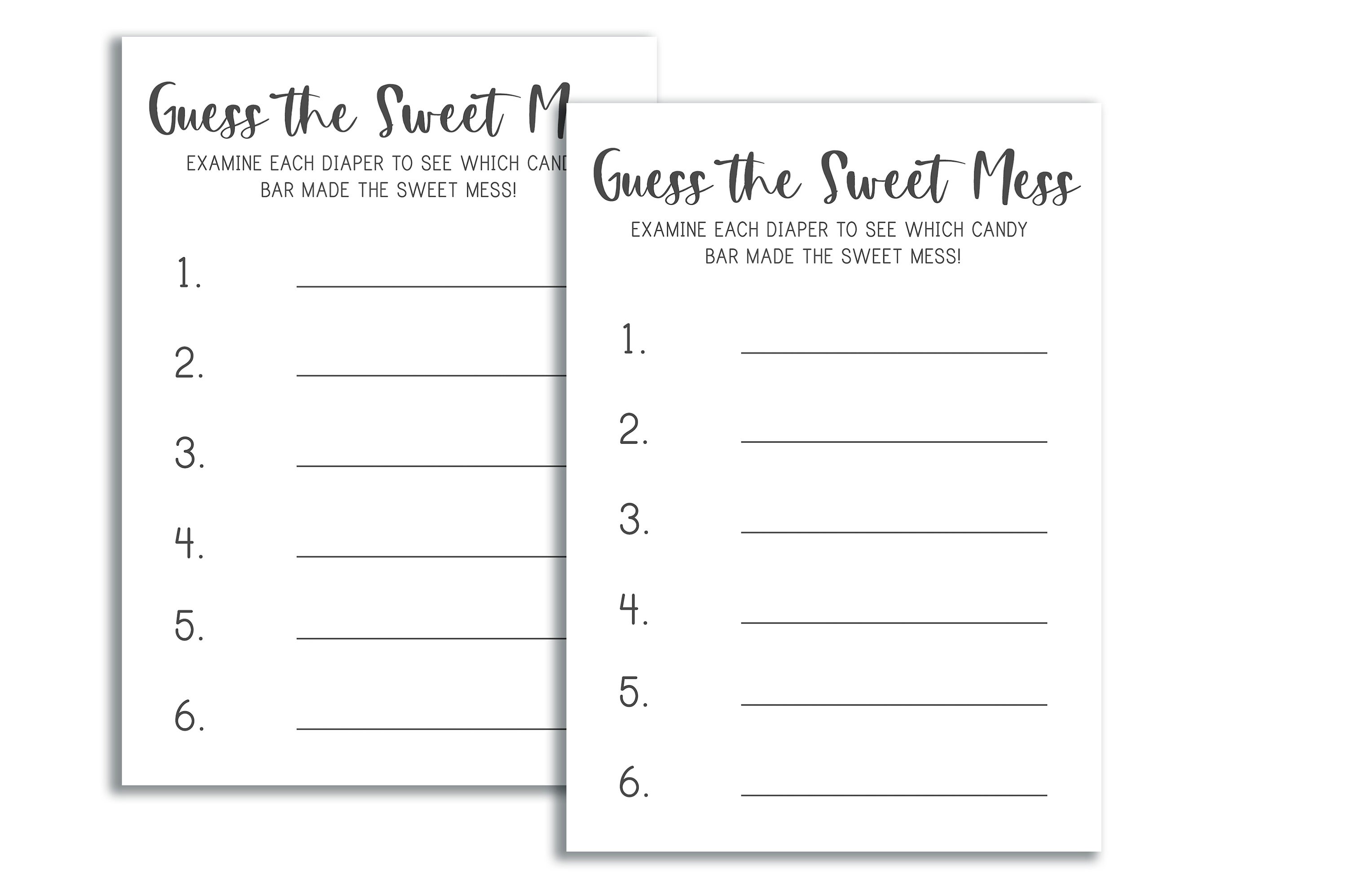 Guess the Sweet Mess Dirty Diaper Game Diaper Candy Bar Game Diaper ...