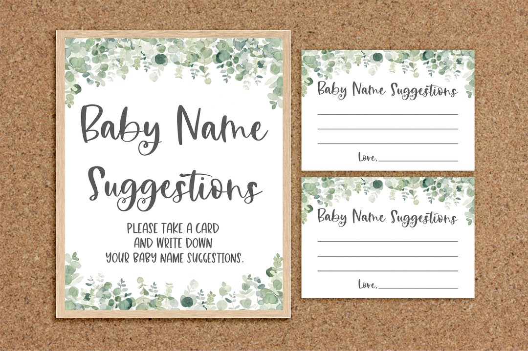Baby Name Suggestions Baby Name Ideas Baby Name Suggestion Card ...