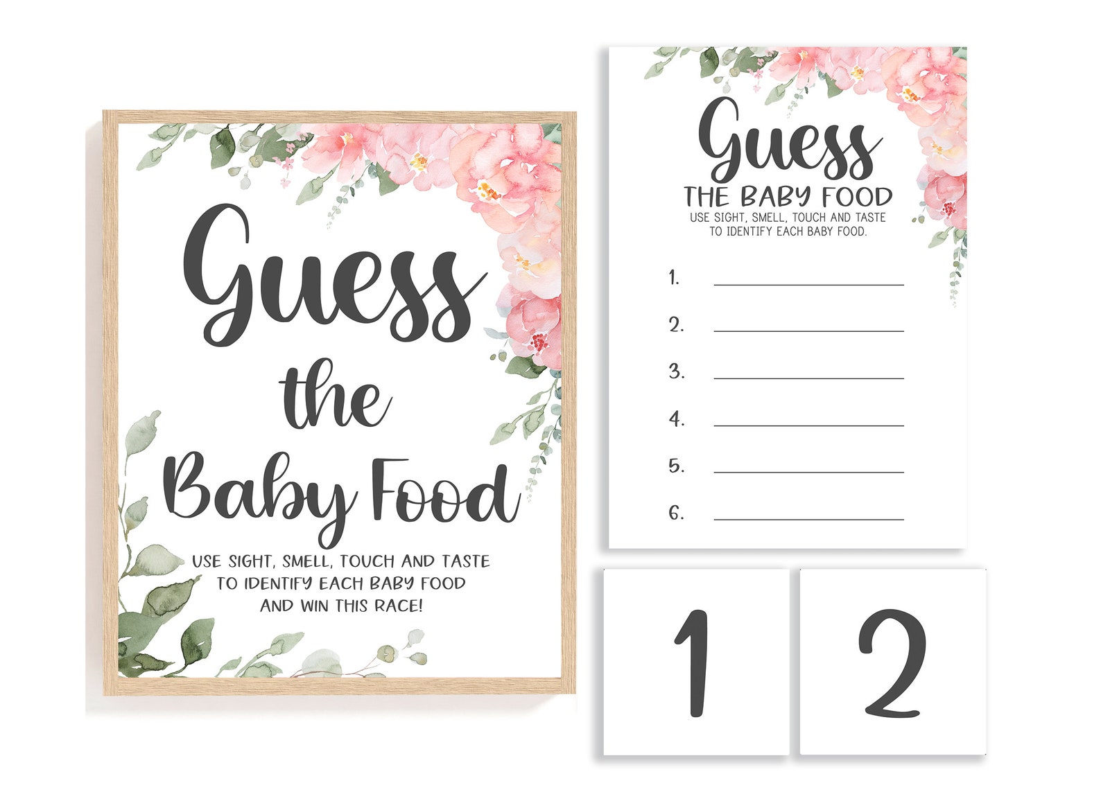 Baby Food Game Guess the Baby Food Floral Baby Shower Games Pink Name ...
