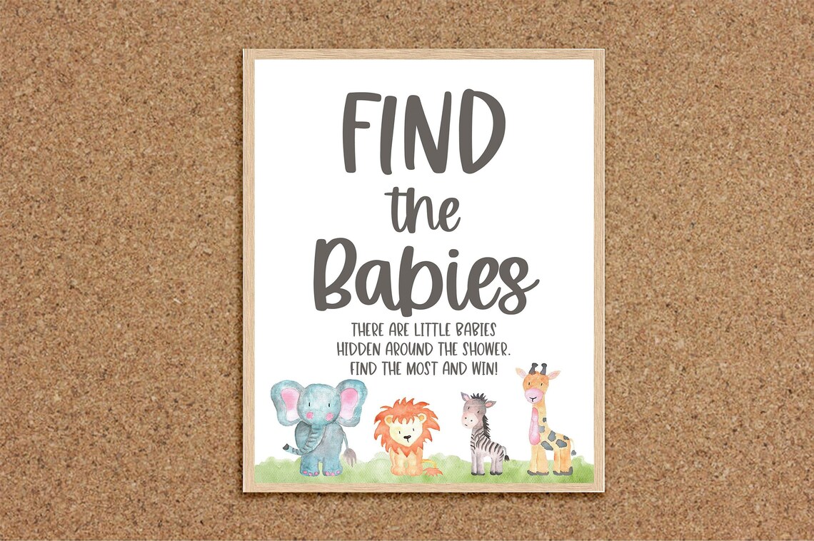 Safari Baby Shower Games Find the Babies Find the Baby Game - Etsy