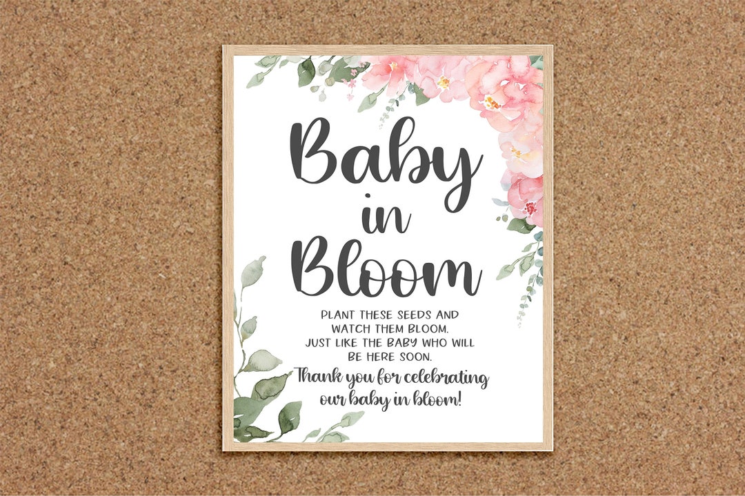 Baby in Bloom Sign Favor Table Sign Please Take One Sign Favors Pink ...