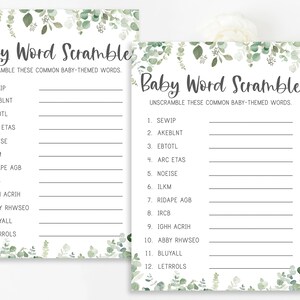 Baby Shower Word Scramble Unscramble Baby Shower Game Baby Word ...