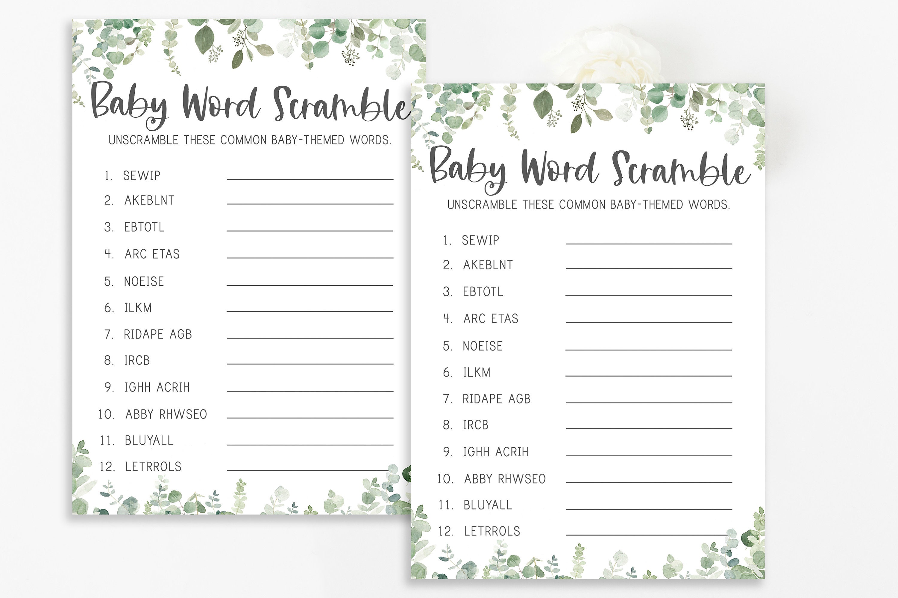 Baby Shower Word Scramble Unscramble Baby Shower Game Baby Word ...