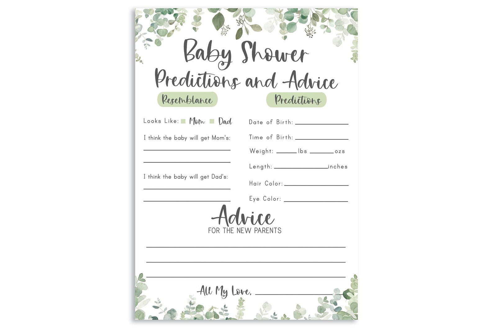 Baby Predictions and Advice Baby Prediction Cards Predictions - Etsy