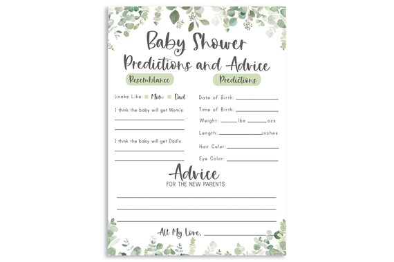 Tarjetas De Predicción Para Baby Shower Tarjetas De Predicción Para