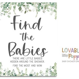 Find the Babies Find the Baby Game Greenery Baby Shower Games ...