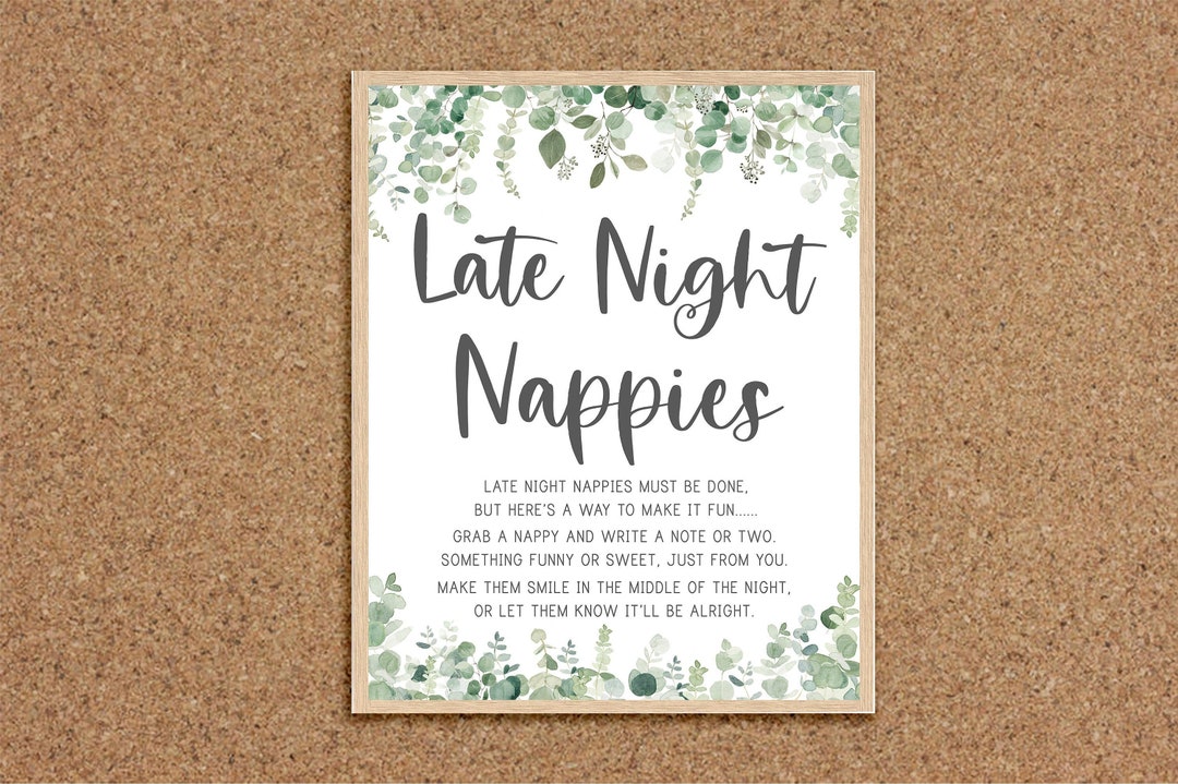 Neutral Baby Shower Games Late Night Nappies Late Night Nappy Sign ...