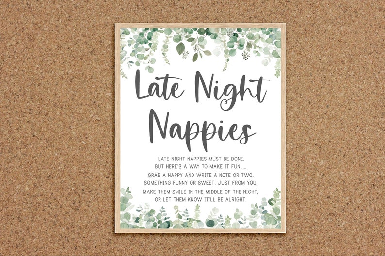 Neutral Baby Shower Games Late Night Nappies Late Night Nappy Sign ...