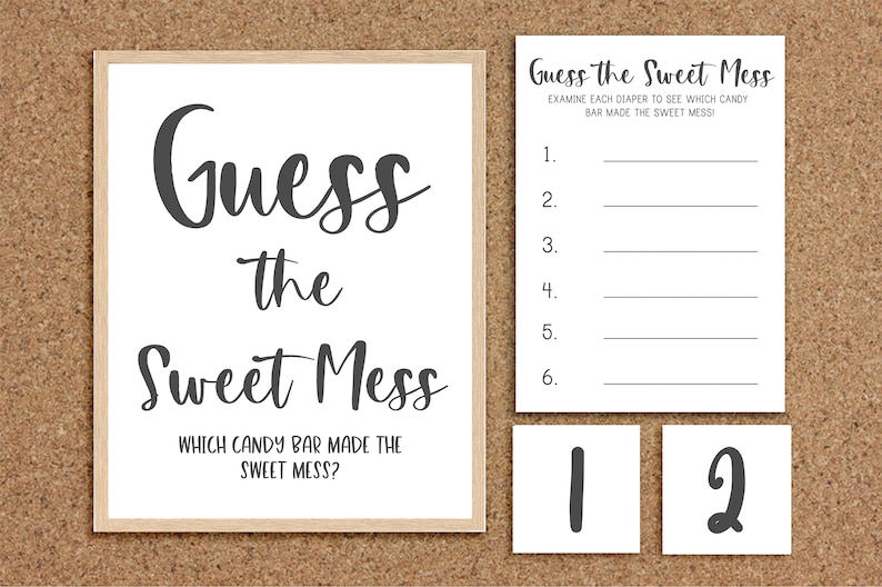 Guess the Sweet Mess Dirty Diaper Game Diaper Candy Bar Game Diaper ...