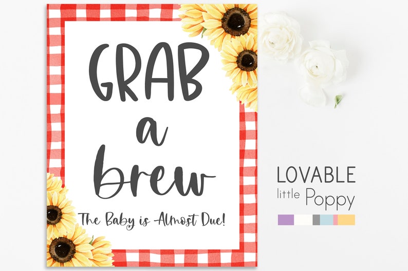 Grab a Brew the Baby is Almost Due Sign A Baby is Brewing | Etsy