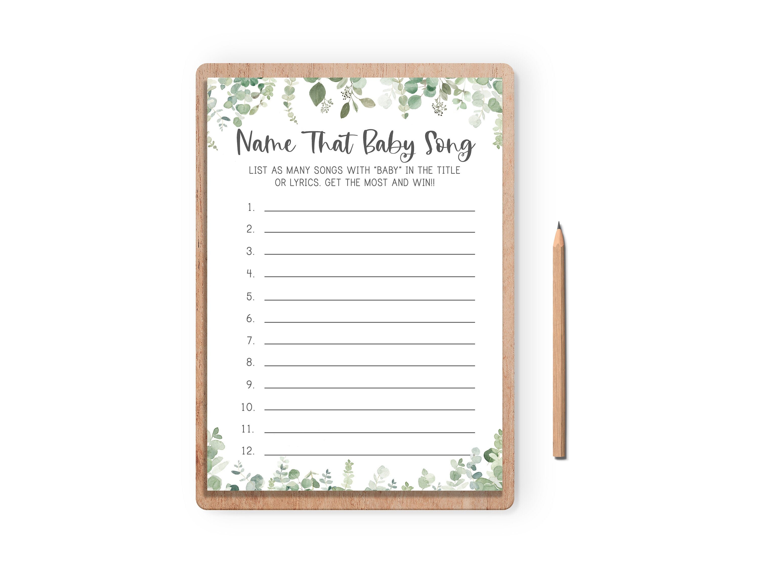 Name that Baby Song Name That Song Baby Name That Baby Tune | Etsy