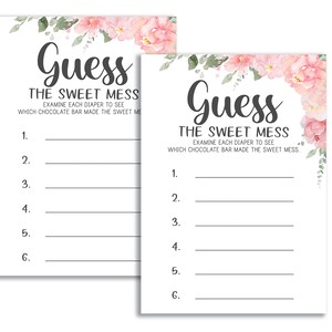 Guess the Sweet Mess Dirty Diaper Game Candy Bar Game Baby Floral Baby ...