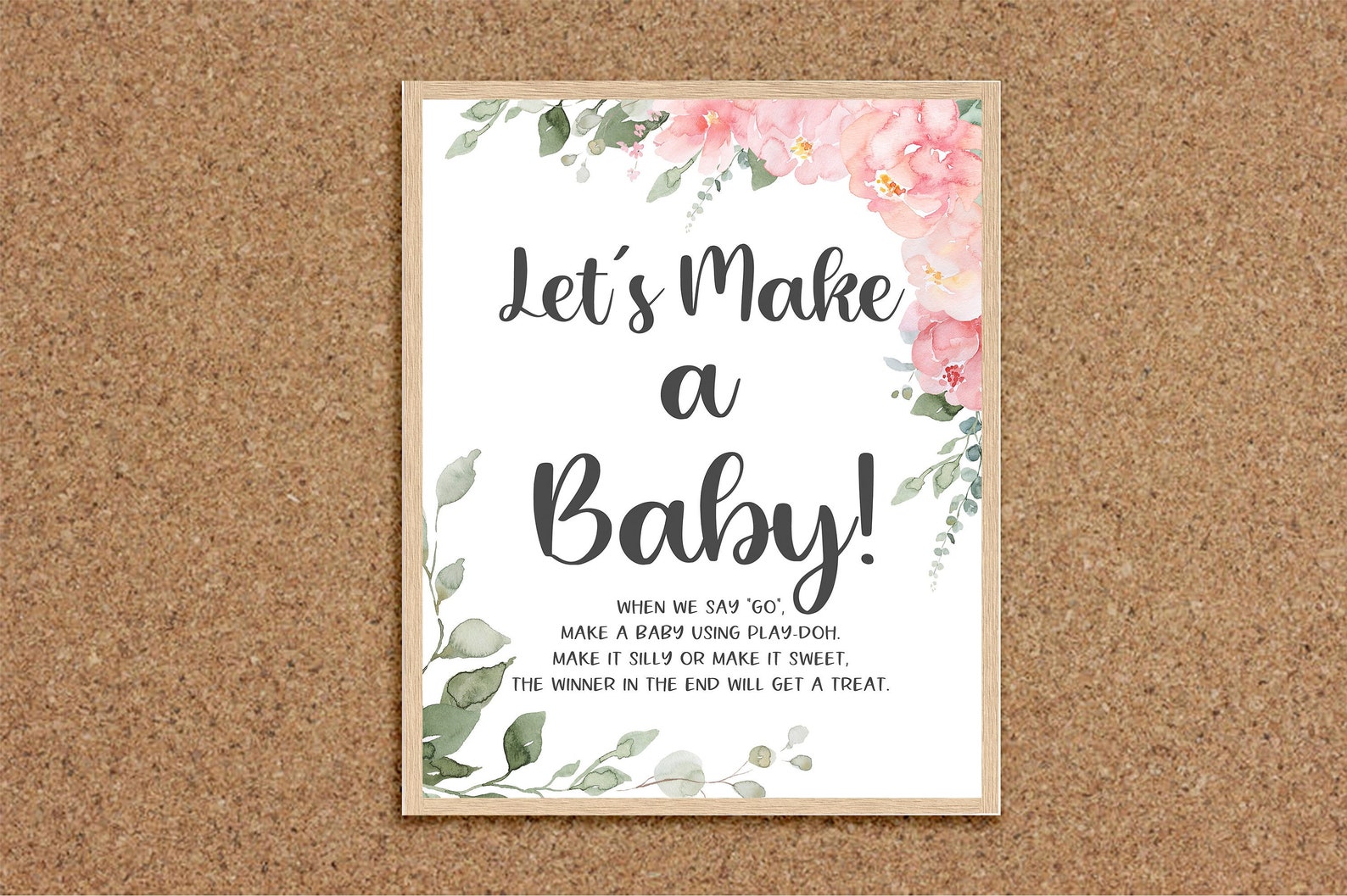 Lets Make a Baby Play Doh Baby Shower Game Pink Floral Baby Shower ...