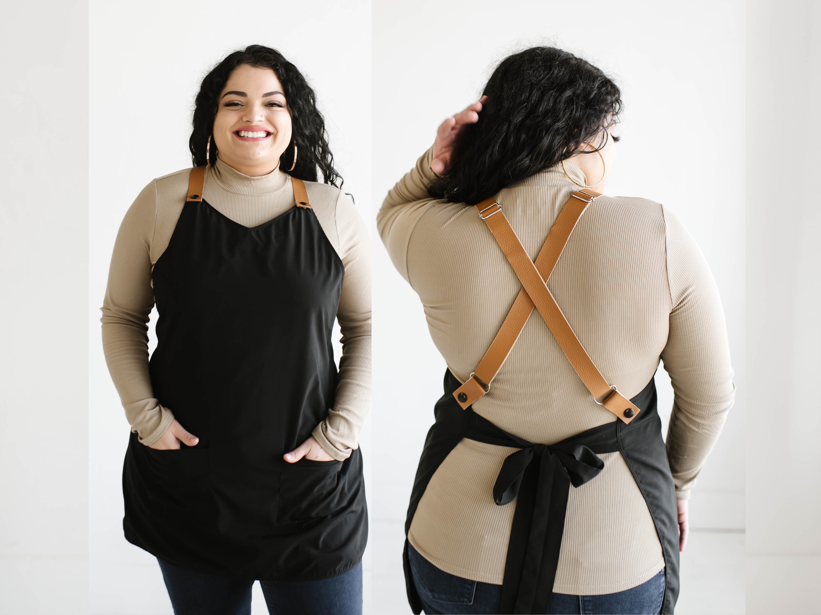 Customizable Cross Back Apron With Adjustable Vegan Leather - Etsy UK