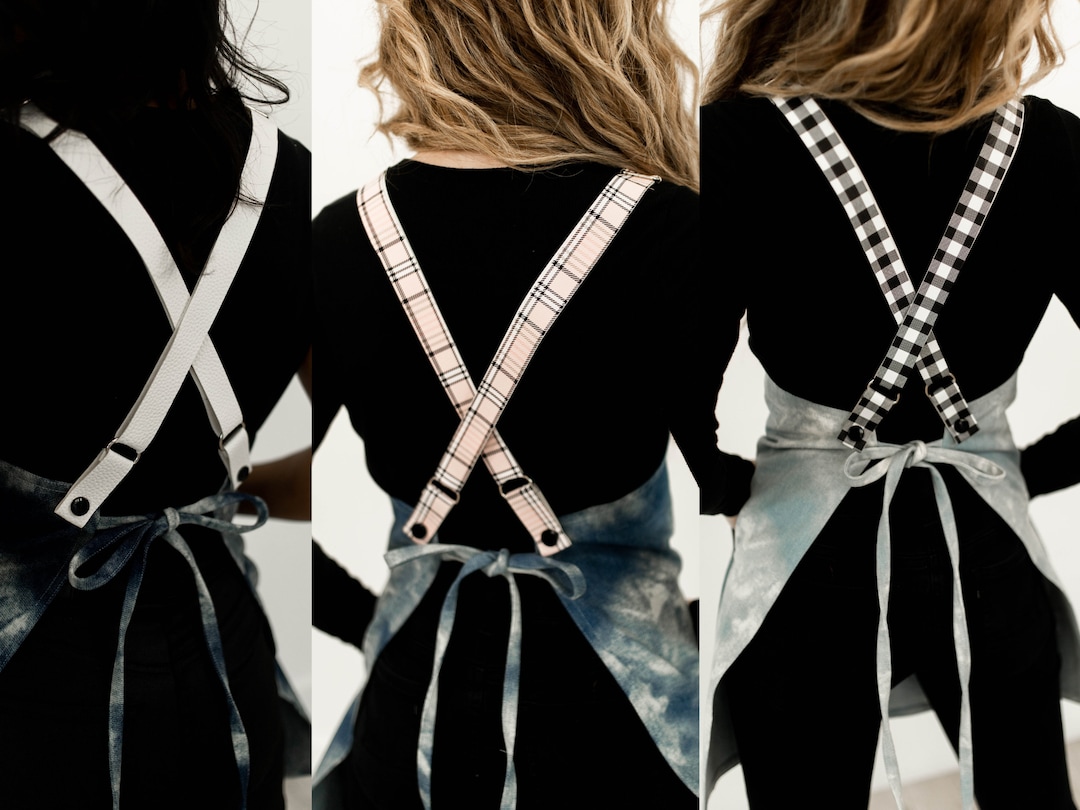 Customizable Cross Back Apron With Adjustable Vegan Leather Straps. - Etsy