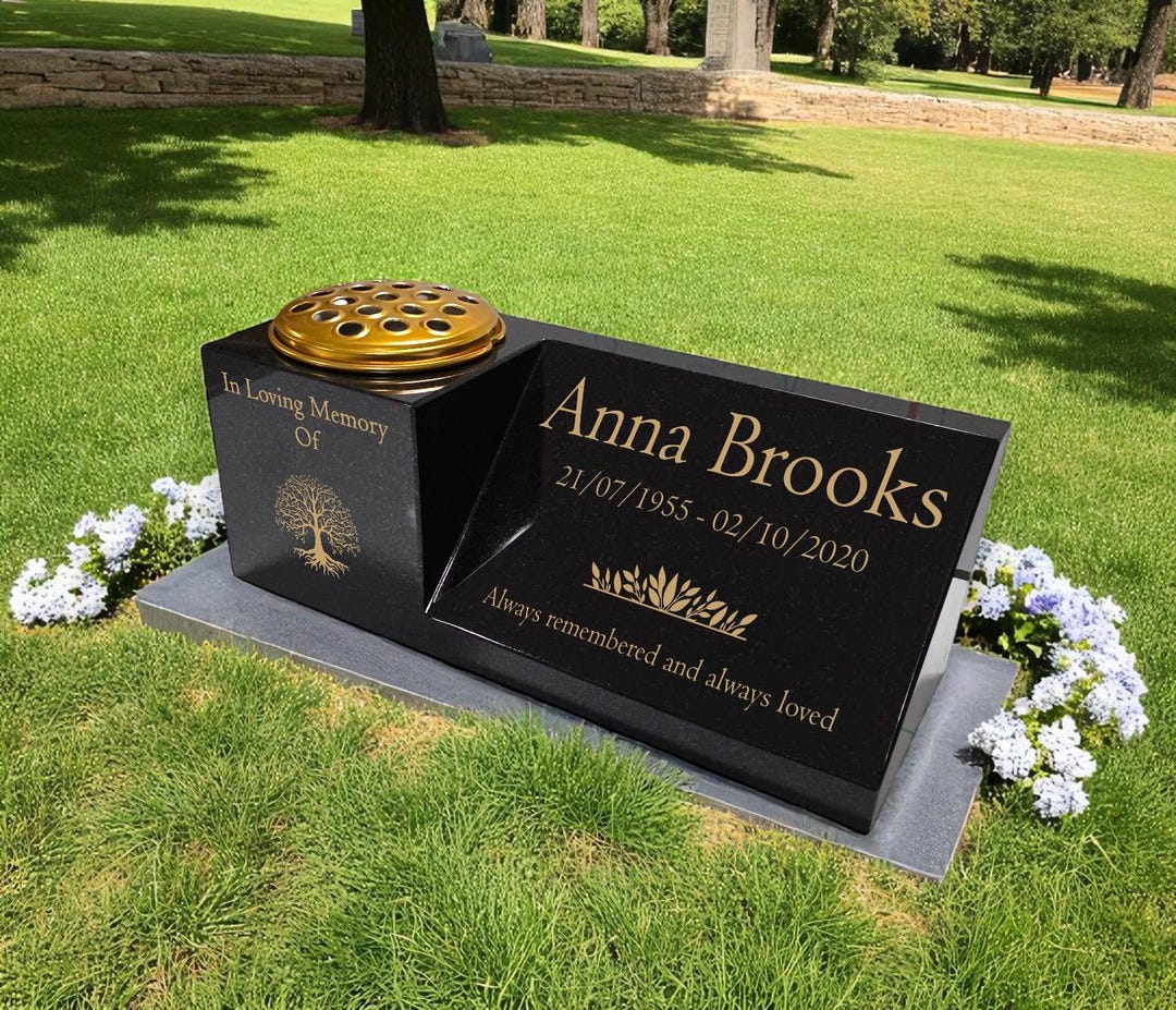 Personalised Granite Vase & Plaque Combination – Tree of Life Design ...