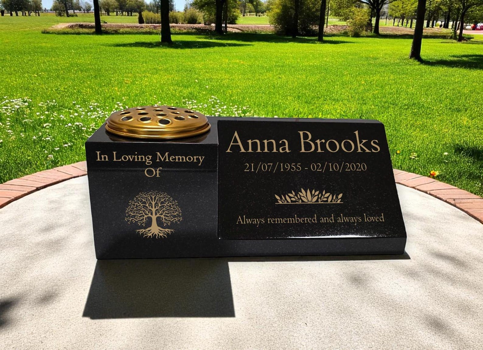 Personalised Granite Vase & Plaque Combination – Tree of Life Design ...
