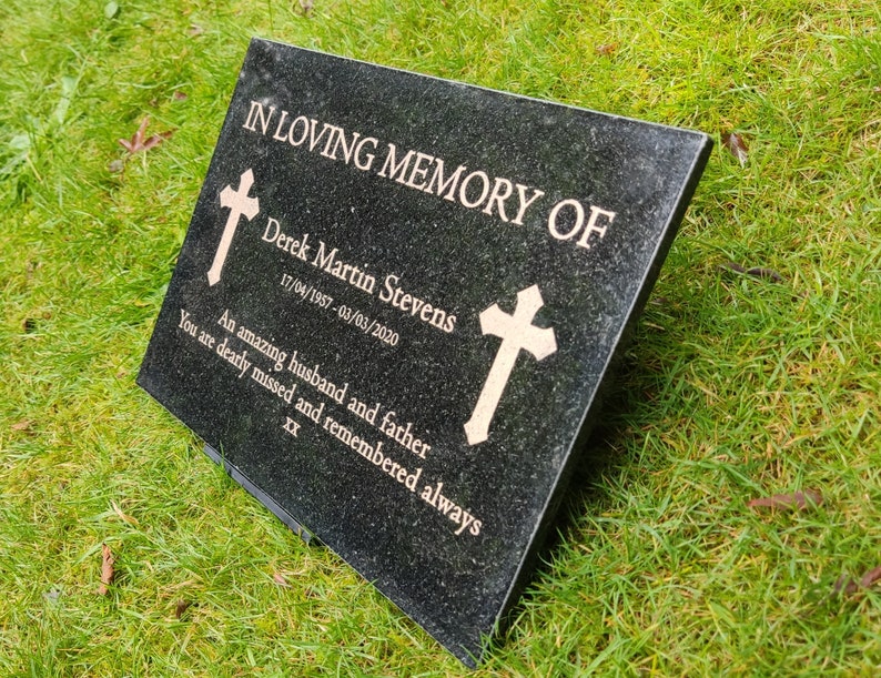Granite Memorial Plaque Grave Marker Cross Crematorium - Etsy UK