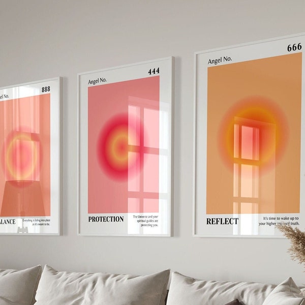 Purple Aura Poster Set of 3 Affirmation Print 777 Angel Number Poster Spiritual Dorm Decor ...