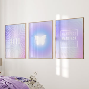 Butterfly Aura Set of 3 Posters Positive Affirmation Retro Gradient ...