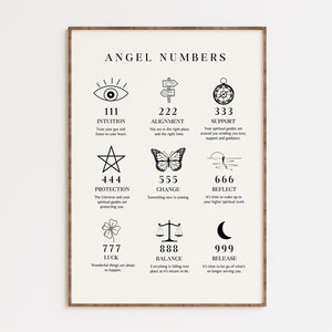 Trendy Angel Number Poster Witchy Decorations Retro Artful Esoterism ...
