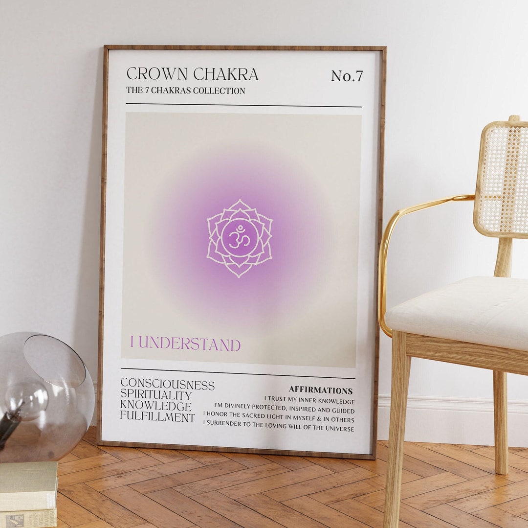 Gradient Aura Purple Crown Chakra Affirmations Digital Print, Spiritual ...