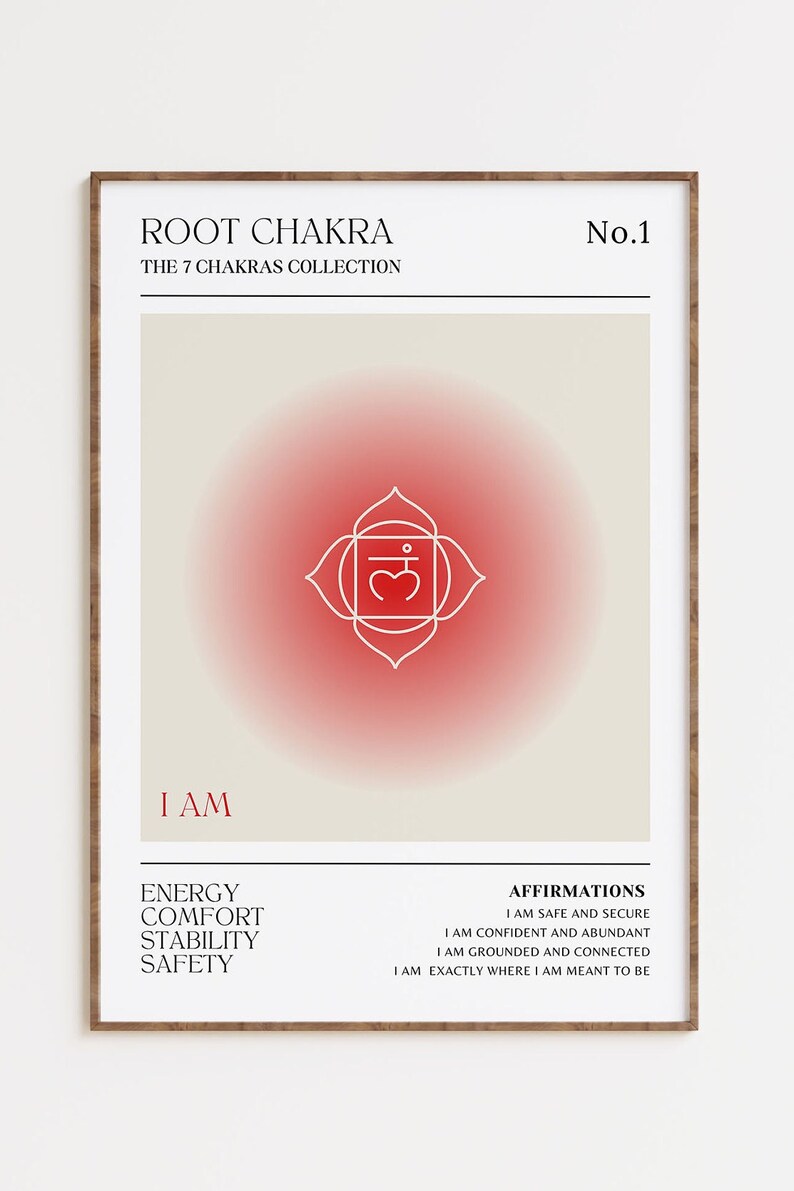 Gradient Aura Red Root Chakra Affirmations Digital Print, Spiritual ...