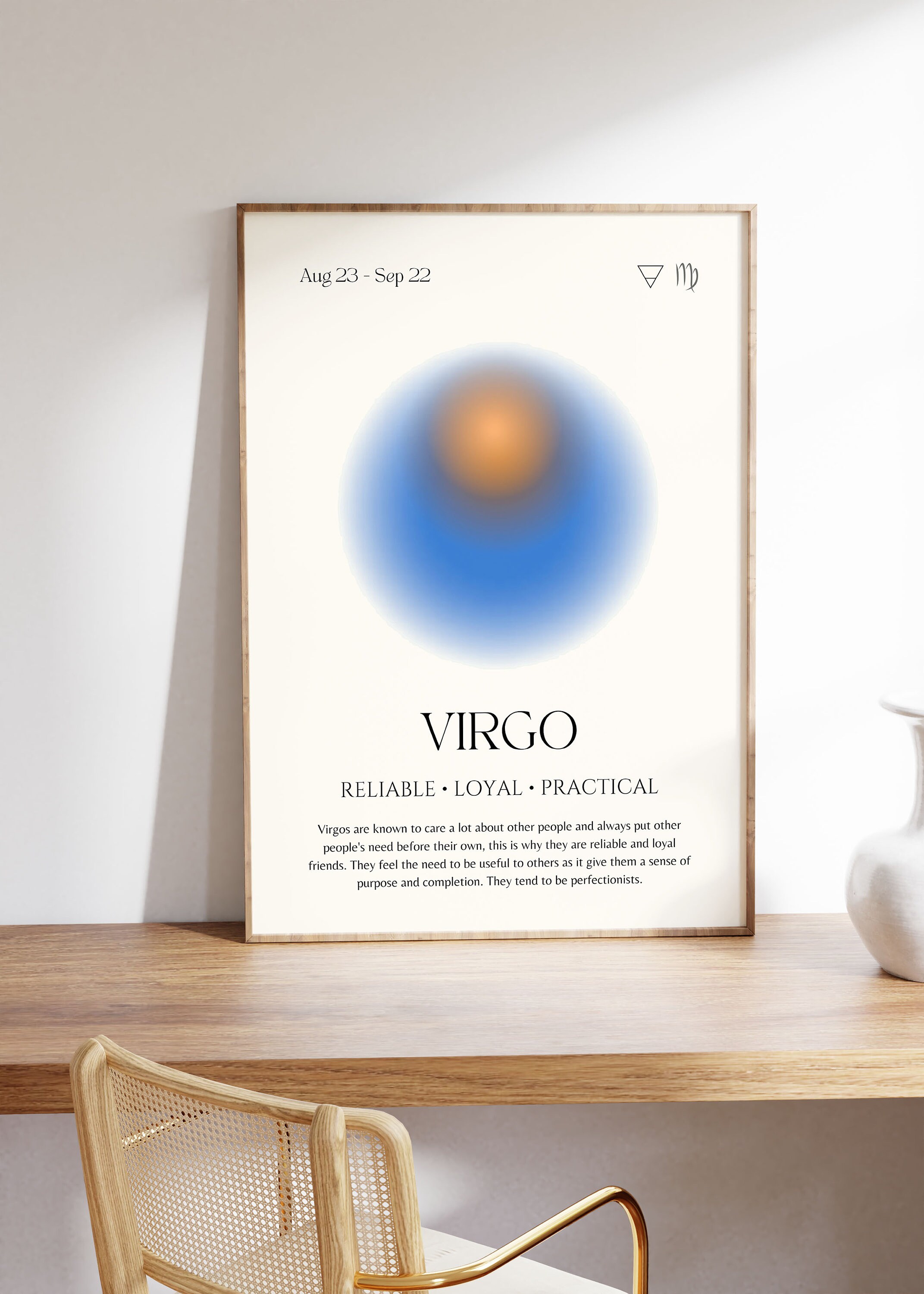 Virgo Zodiac Sign Gift Poster, Gradient Aura Virgo Wall Art, Zodiac ...