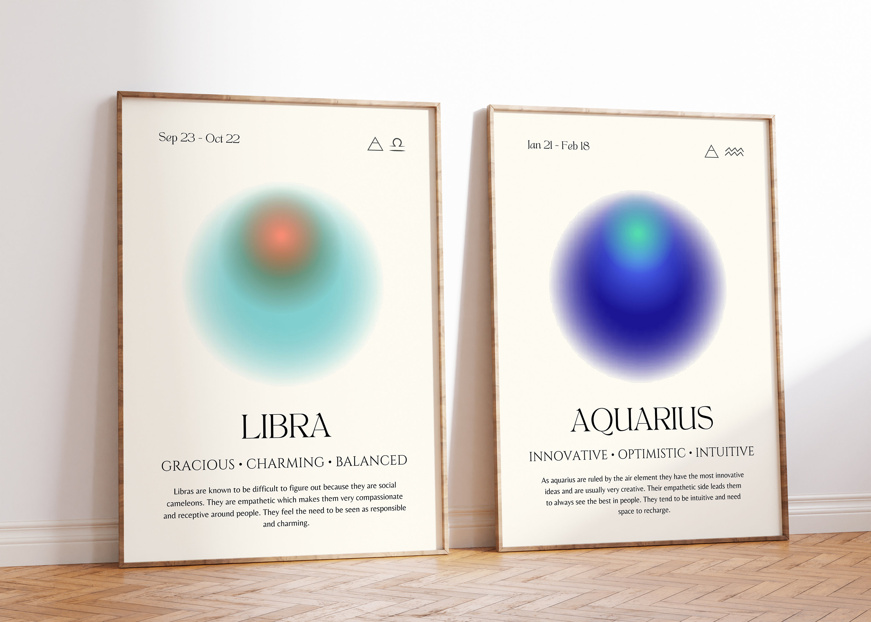 Libra Zodiac Sign Gift Poster, Gradient Aura Libra Wall Art, Libra Gift ...
