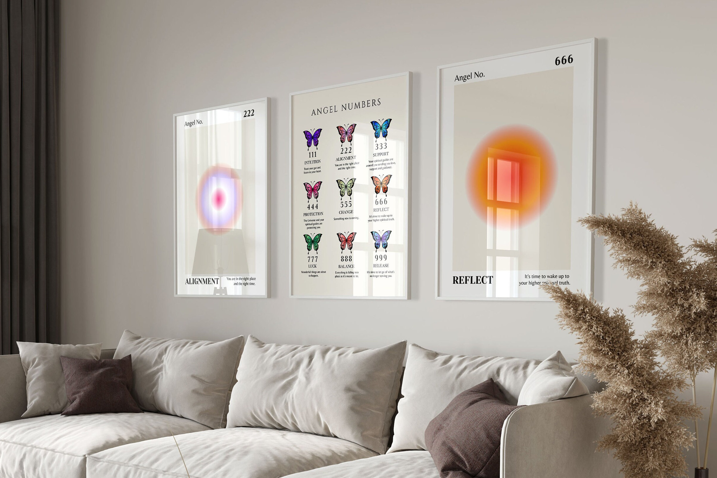 Angel Number Gradient Aura Poster, Numerology Gift, Butterfly Angel ...