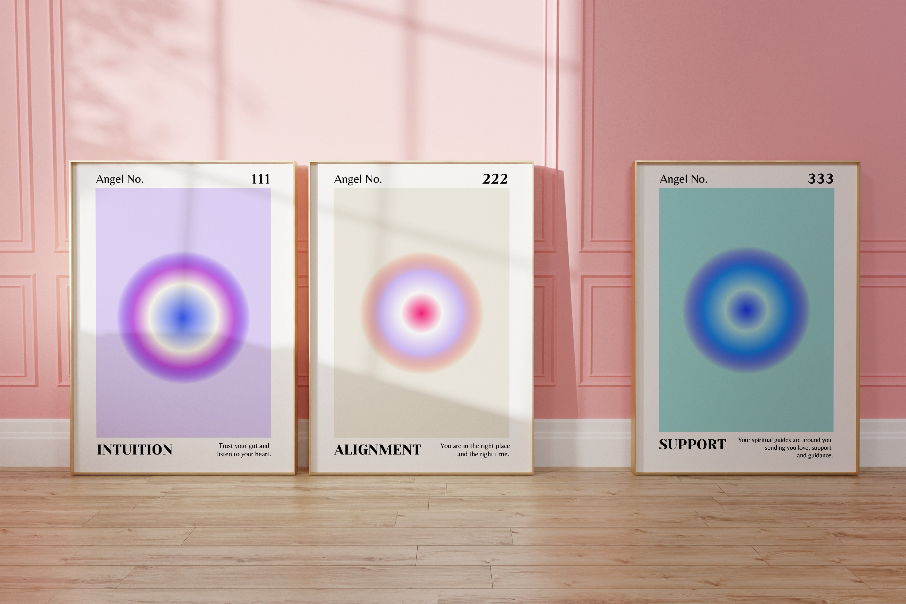 Gradient Aura Angel Numbers Set of 3 Posters, 123 Positive Aura Print ...