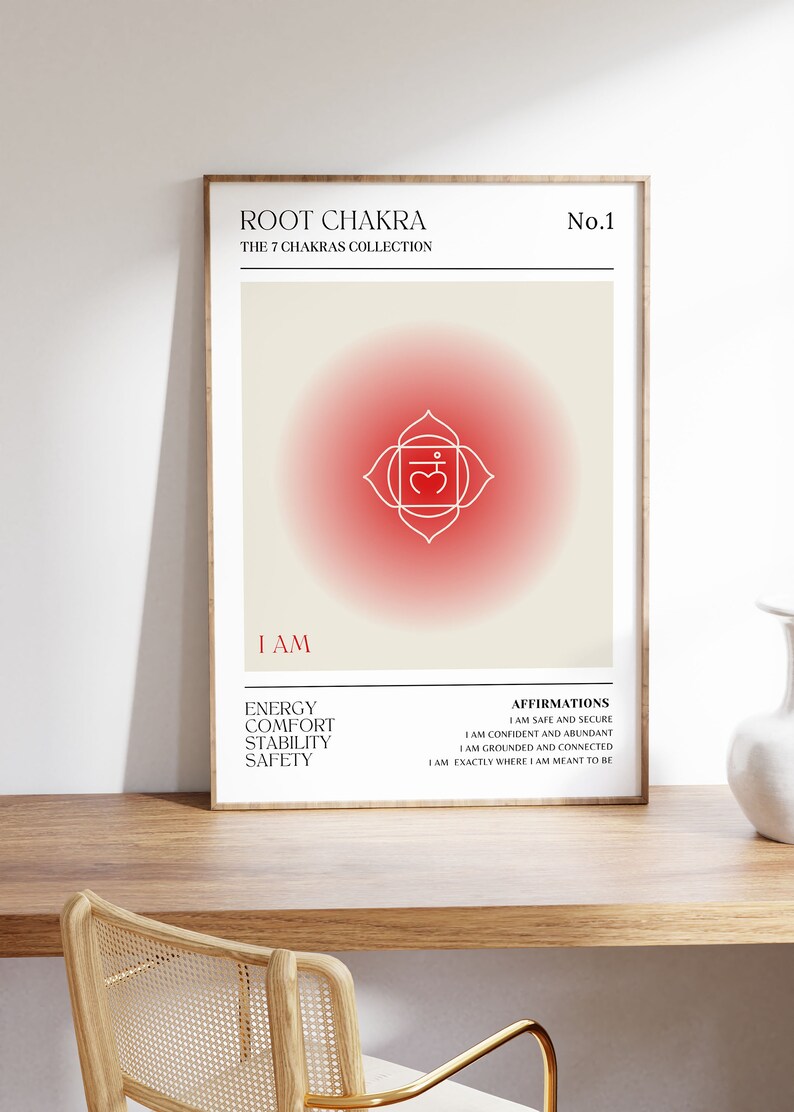 Gradient Aura Red Root Chakra Affirmations Digital Print, Spiritual ...