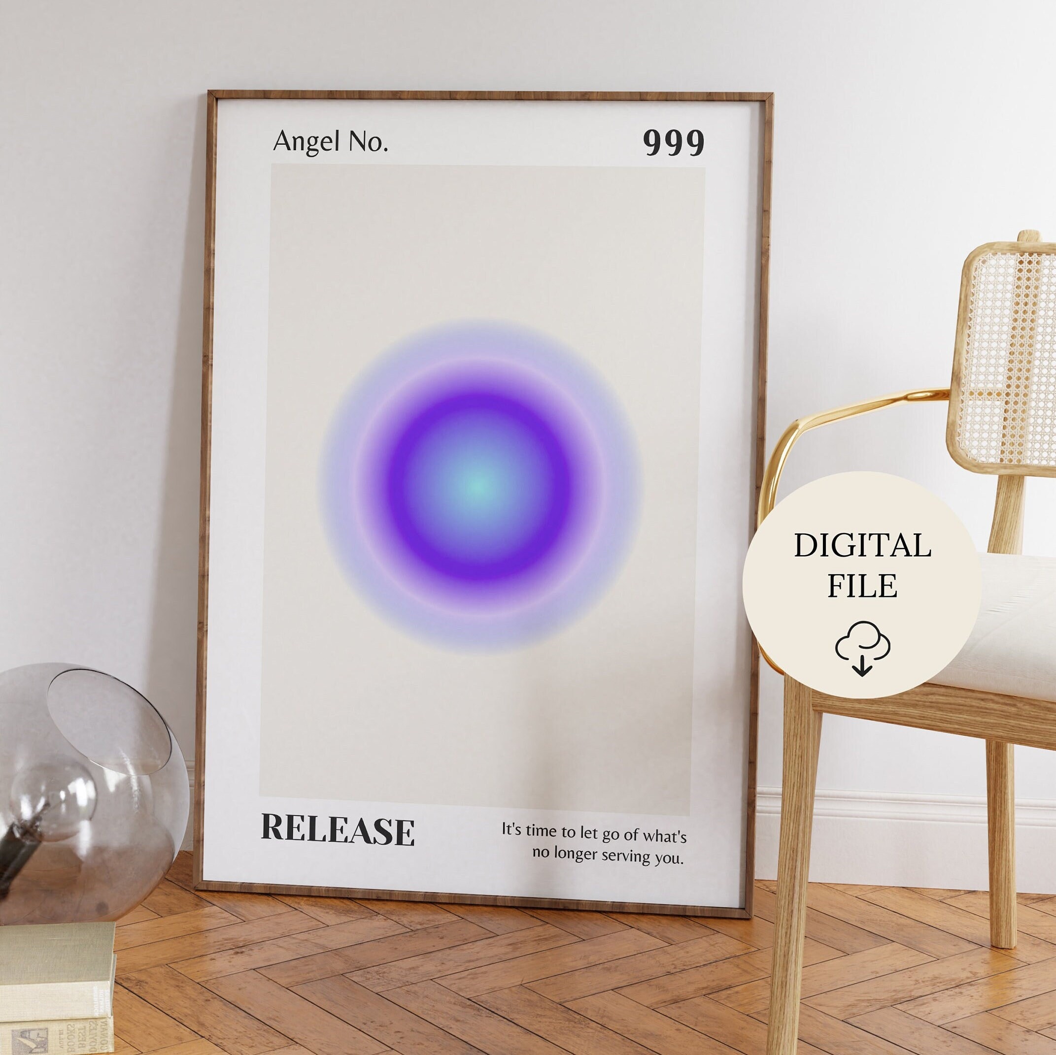 Trendy Angel Number Numerology 999 Law of Attraction Print, Gradient ...