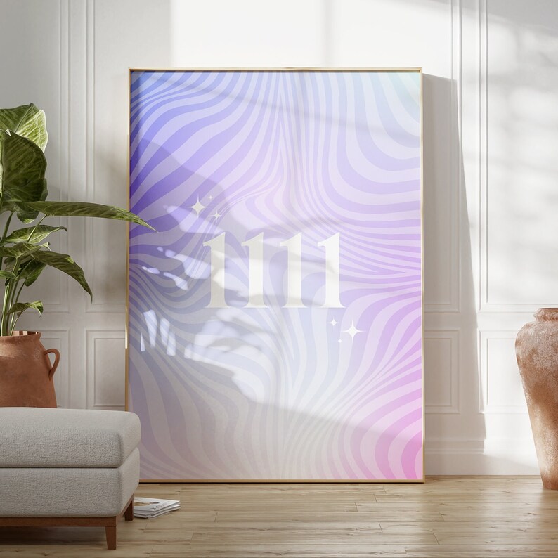 Angel Number 1111 Set of 3 Posters, Purple Gradient Aura Print ...