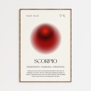 Scorpio Zodiac Sign Gift Poster, Gradient Aura Scorpio Wall Art, Zodiac ...