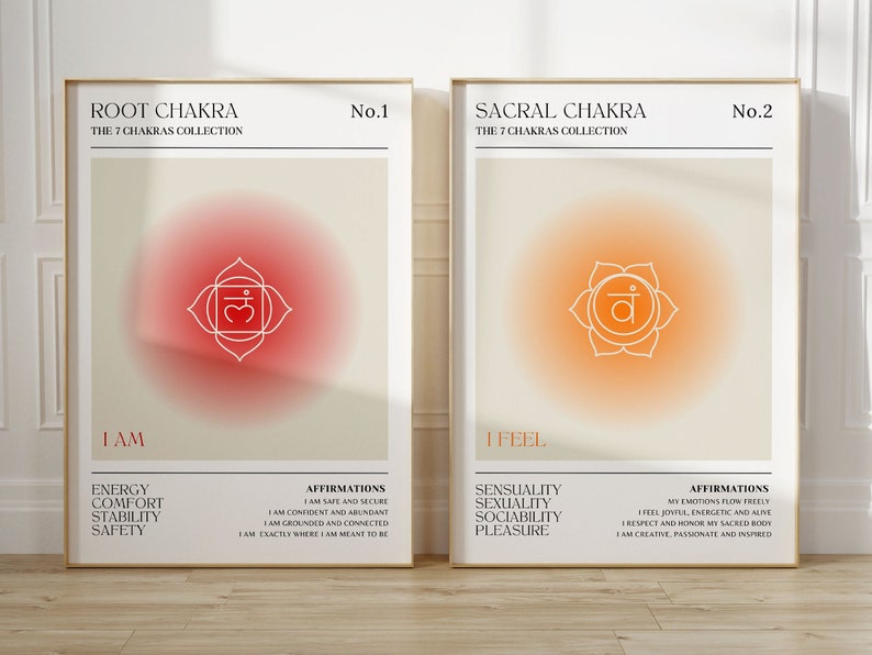 Gradient Aura Red Root Chakra Affirmations Digital Print, Spiritual ...