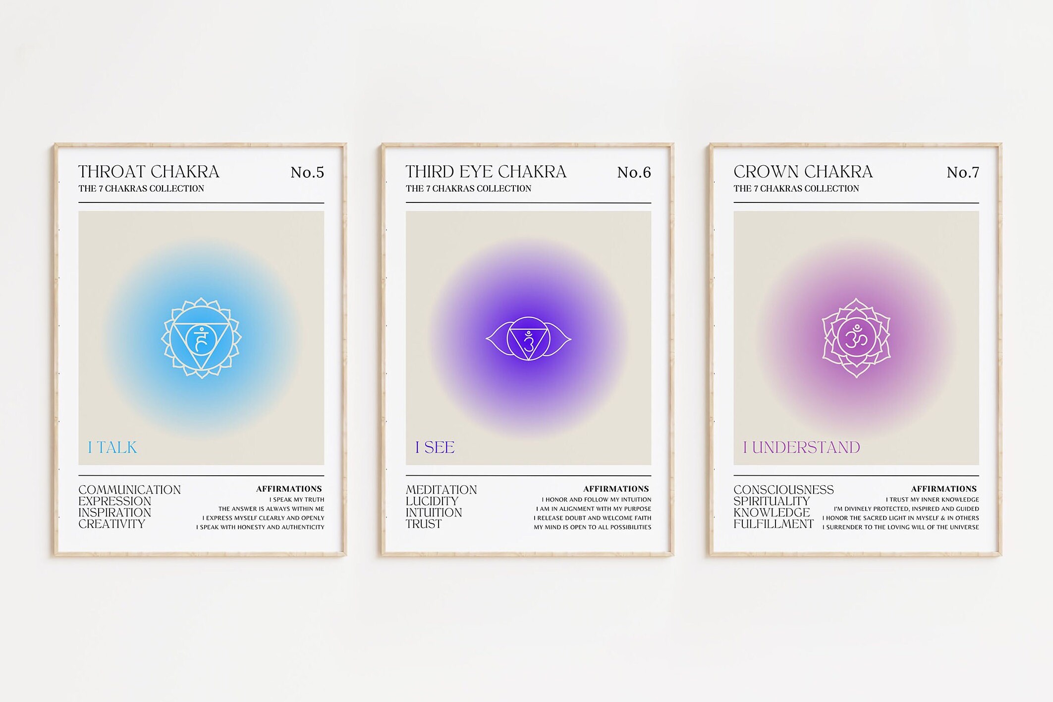 Gradient Aura Purple Crown Chakra Affirmations Digital Print, Spiritual ...