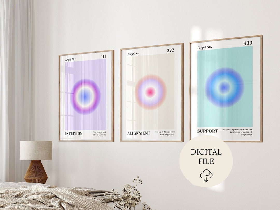 Gradient Aura Angel Numbers Set of 3 Posters, 123 Positive Aura Print ...